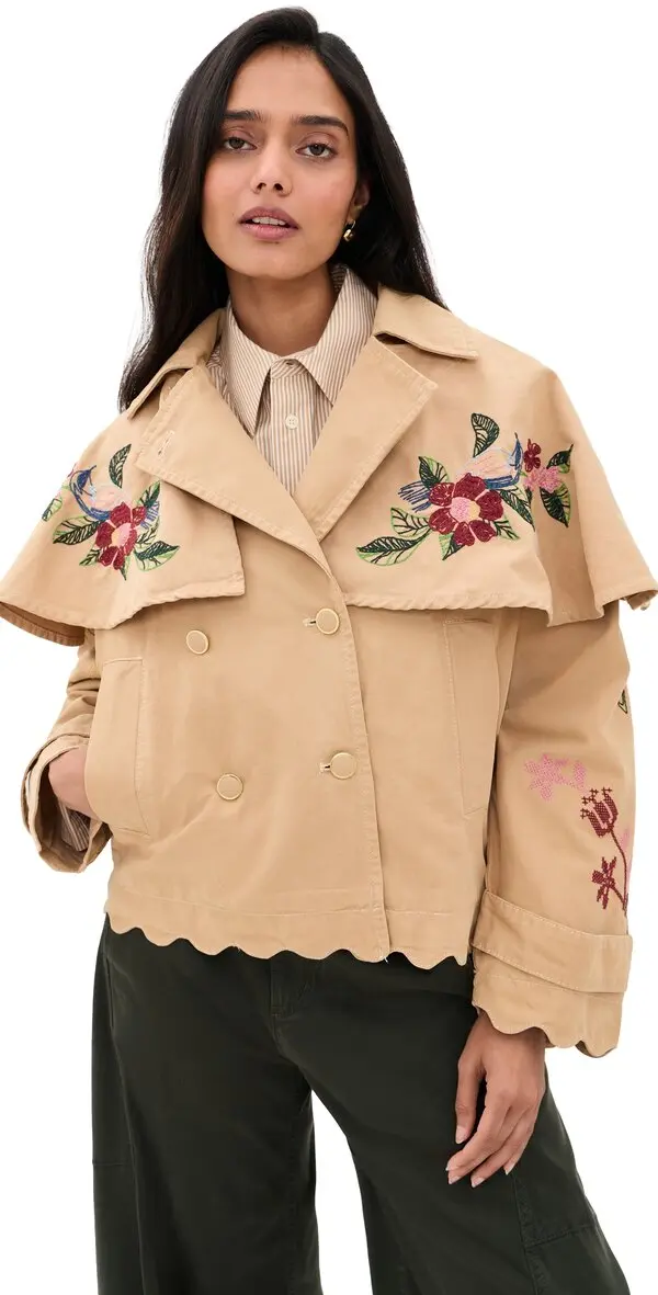 Farm Rio Twill Mini Trench Coat