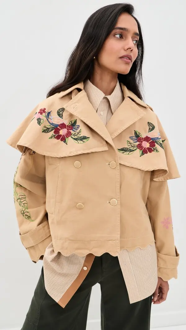 Farm Rio Twill Mini Trench Coat