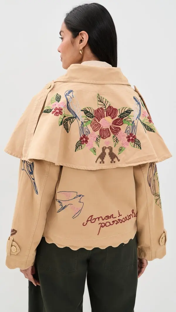 Farm Rio Twill Mini Trench Coat