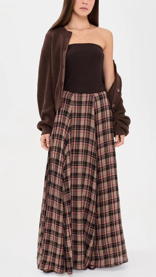 Free People Ives Maxi Skirt - Chocolate Combo