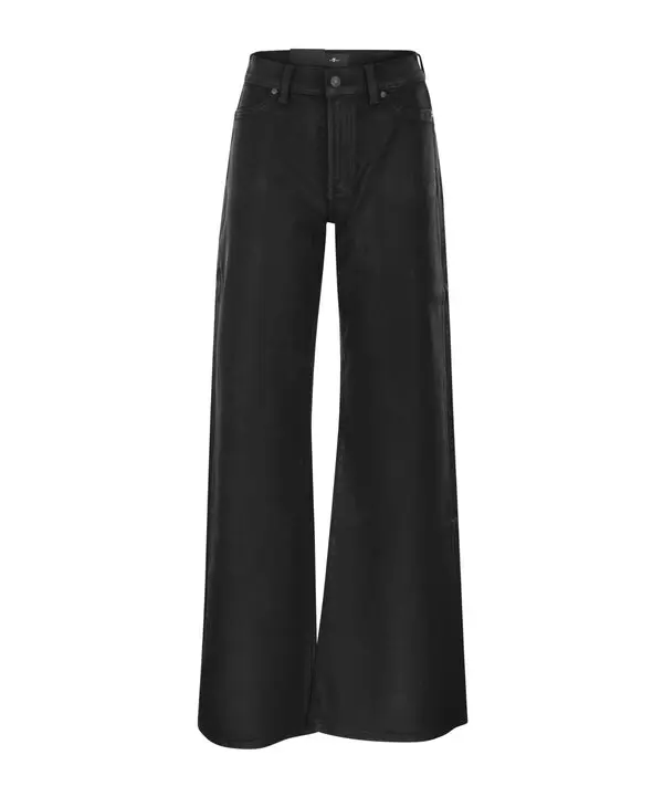7 For All Mankind Lotta Wide-leg Jeans - Black