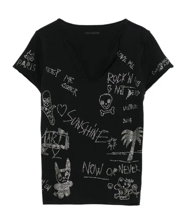 Zadig&Voltaire Crystal Embellished Henley T-shirt