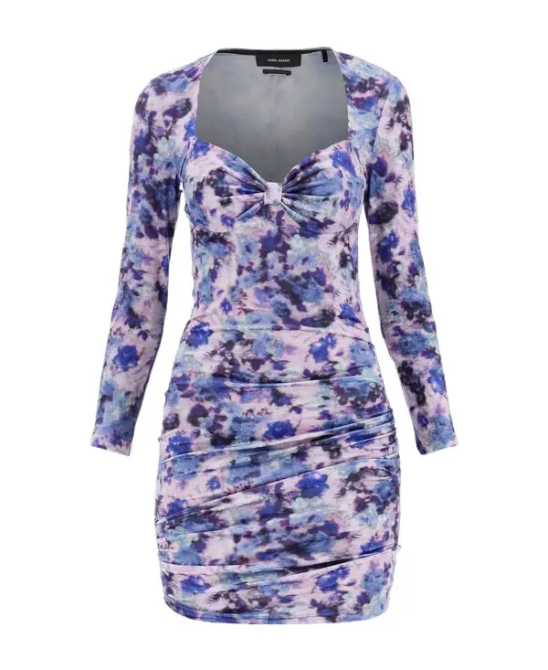 Isabel Marant Étoile Floral-printed Ruched Detail Mini Dress - Purple