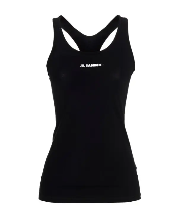 JIL SANDER Logo-printed Racerback Tank Top - Black