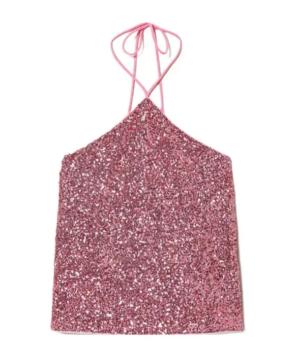 TWINSET Sequined Halter Top