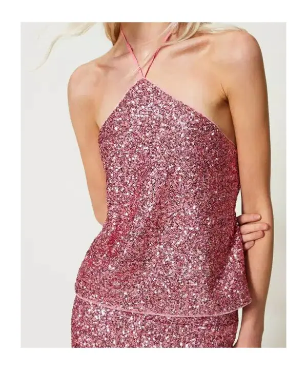 TWINSET Sequined Halter Top