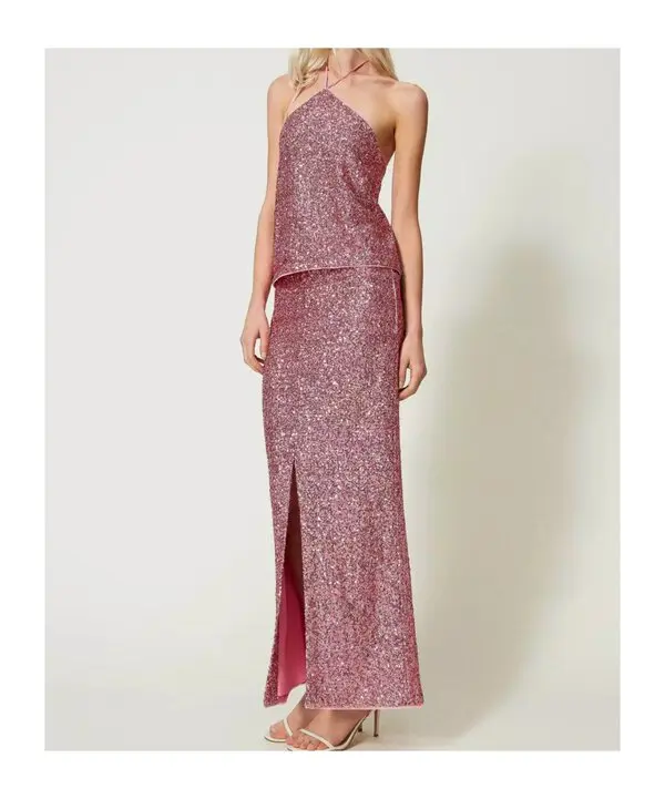 TWINSET Sequined Halter Top