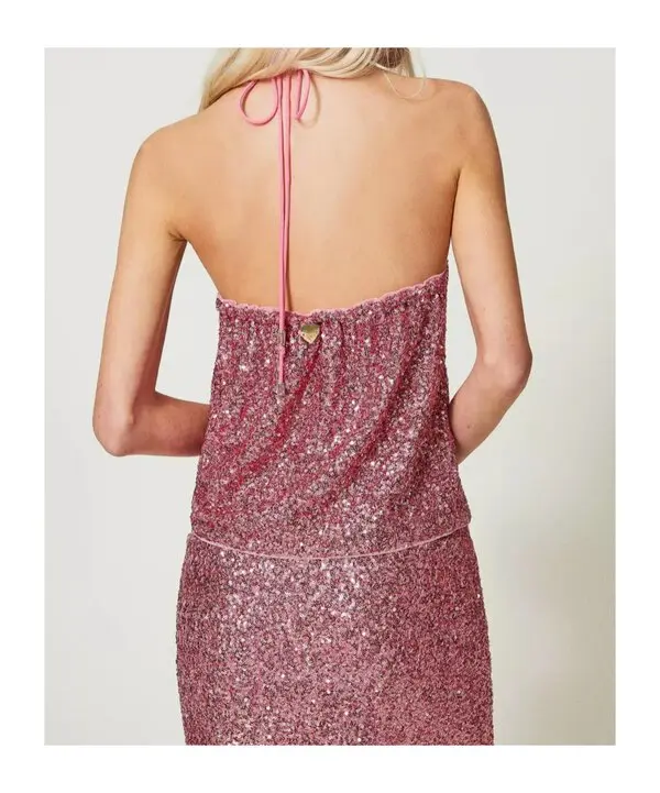 TWINSET Sequined Halter Top