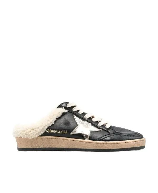GOLDEN GOOSE Ball Star Nappa Sabots With Platinum Star And Shearling Lining - Multicolor