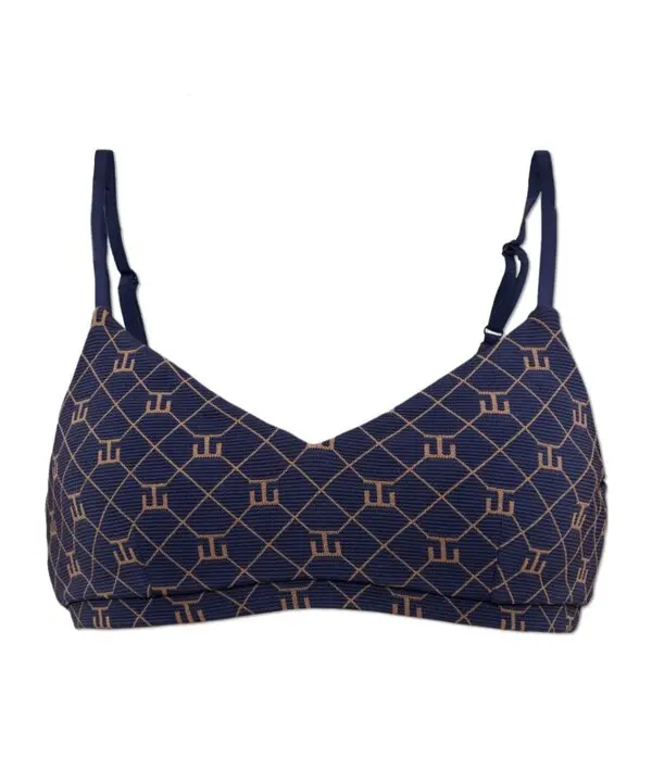 The Upside Ezra Patterned Performance Bra - Letter Pattern