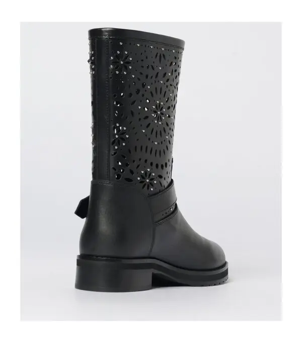 TWINSET Openwork Leather Biker Boots