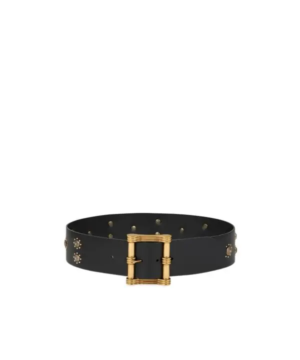 Etro Leather Belt With Studs - Black