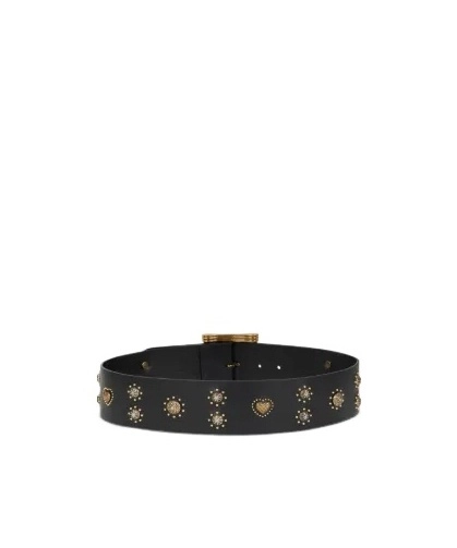 Etro Leather Belt With Studs