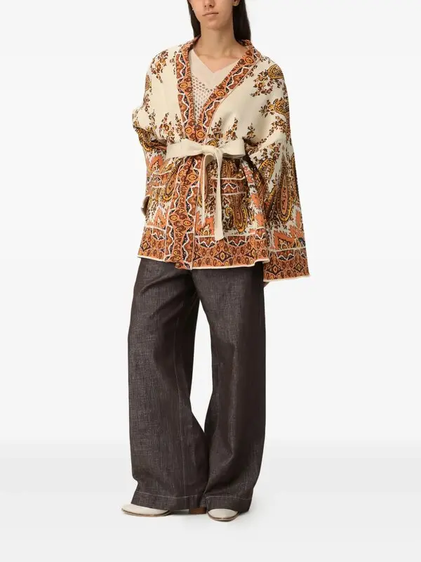 Etro Paisley-patterned Belted Cardigan