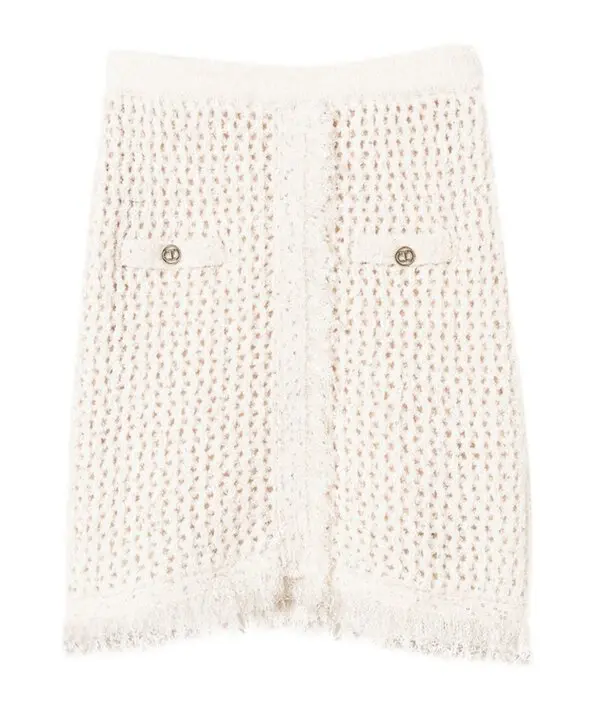 TWINSET Mesh-knit Miniskirt - White