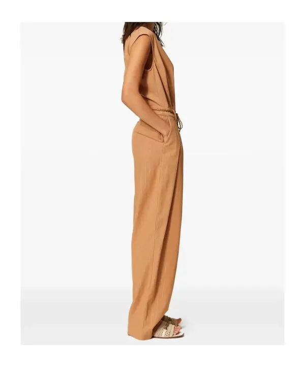 TWINSET Pinstriped Belted Jumpsuit