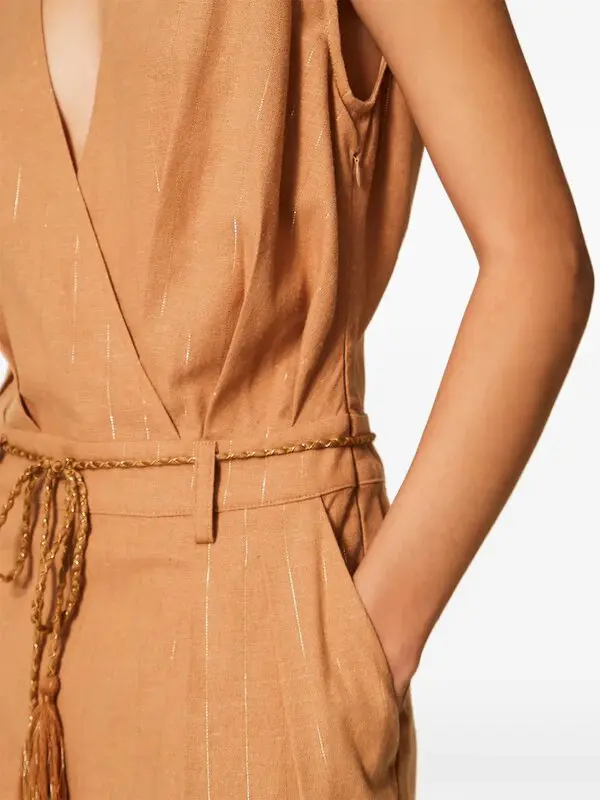 TWINSET Pinstriped Belted Jumpsuit