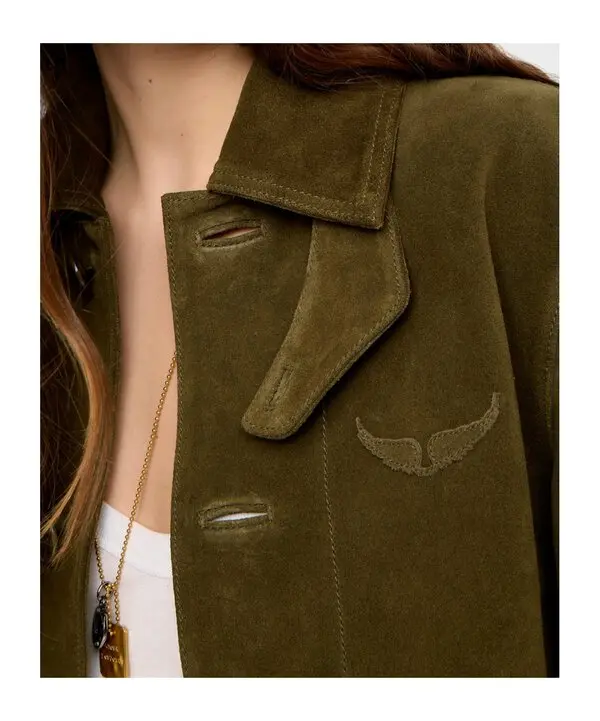 Zadig&Voltaire Lessa Button Suede Jacket - Brown