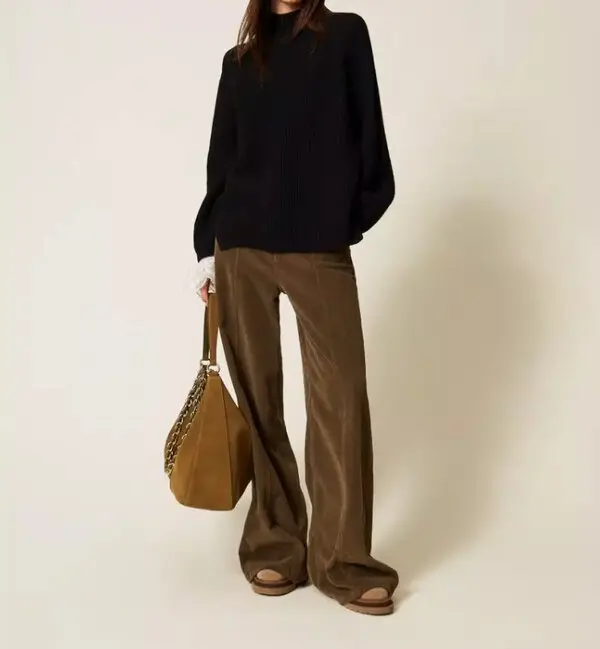 TWINSET Turtleneck Ribbed Sweater