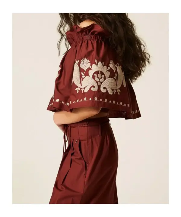 TWINSET Off-shoulder Embroidered Blouse
