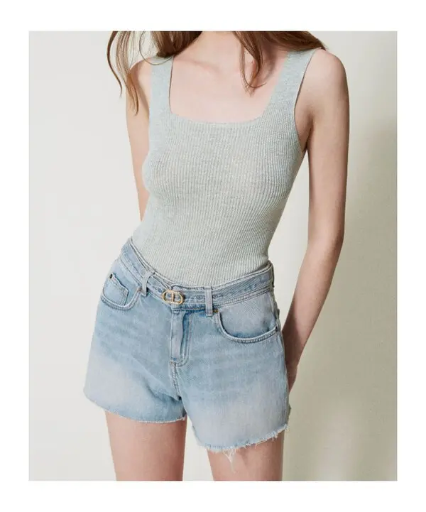 TWINSET Ribbed Knit Tank Top - White