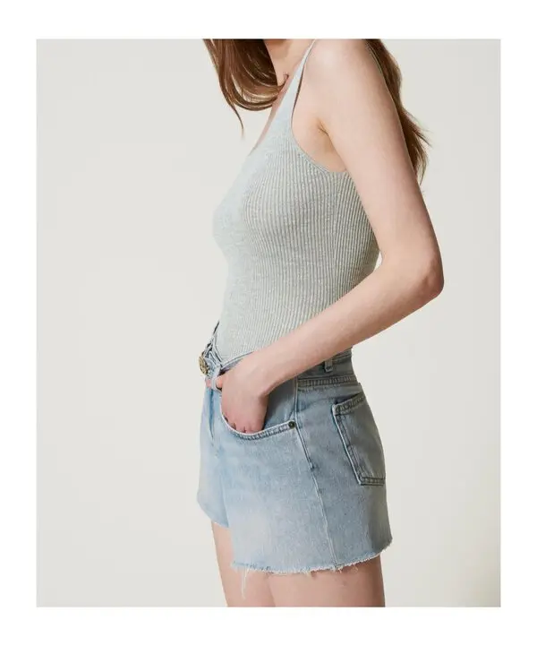 TWINSET Ribbed Knit Tank Top - White