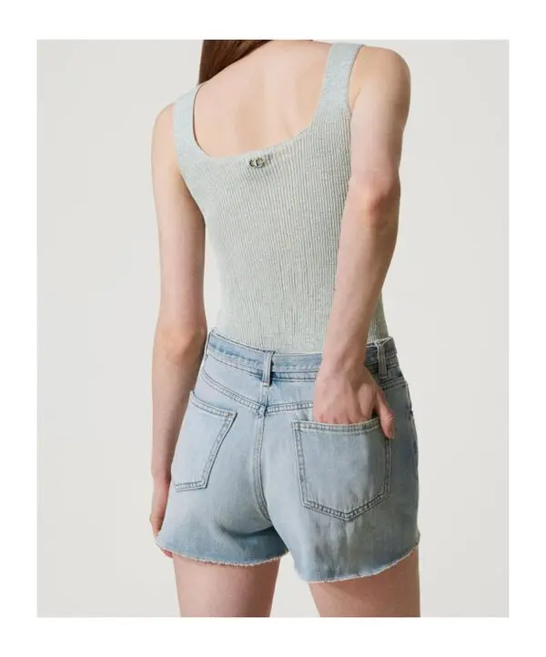 TWINSET Ribbed Knit Tank Top - White