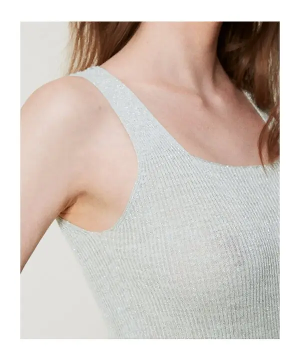 TWINSET Ribbed Knit Tank Top - White