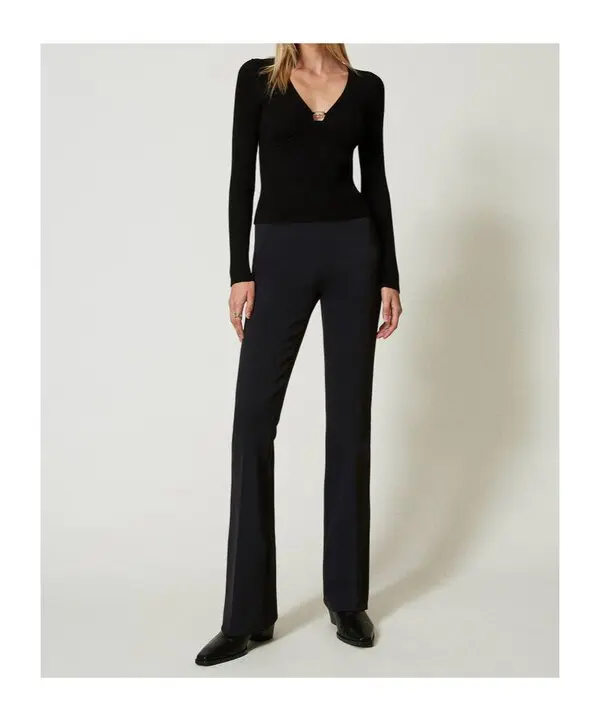 TWINSET Oval-t Logo Plaque Bootcut Pants