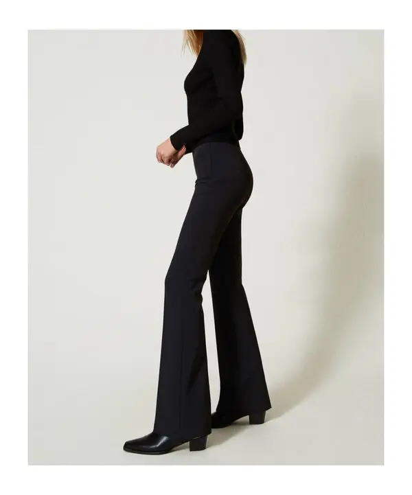 TWINSET Oval-t Logo Plaque Bootcut Pants