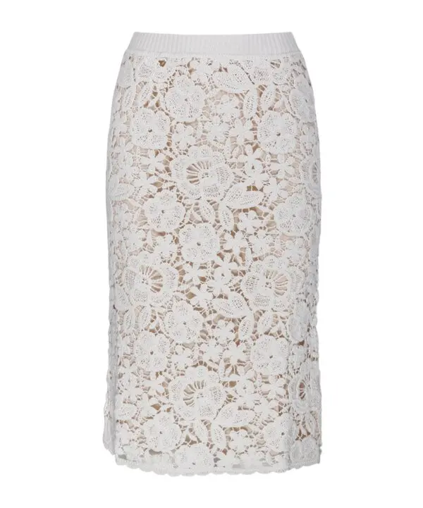 P.a.r.o.s.h Floral Embroidered Midi Skirt