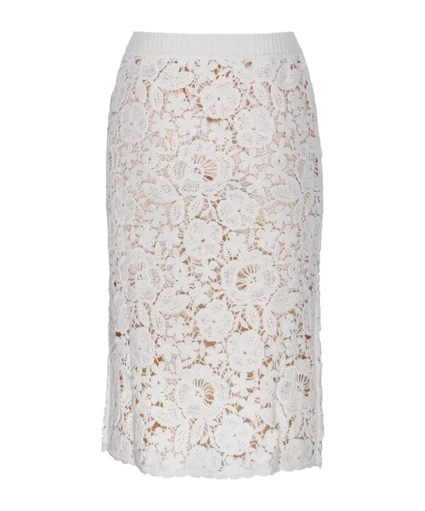 P.a.r.o.s.h Floral Embroidered Midi Skirt