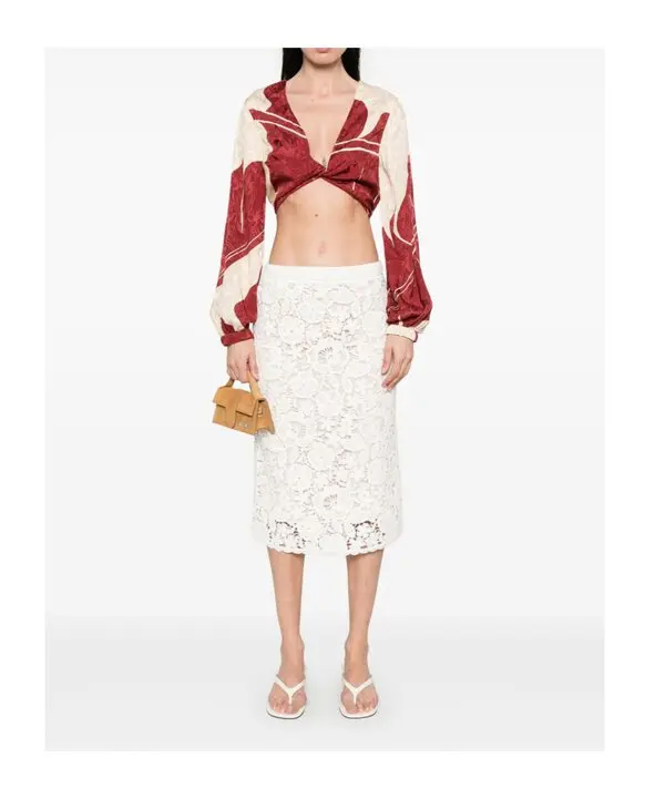P.a.r.o.s.h Floral Embroidered Midi Skirt