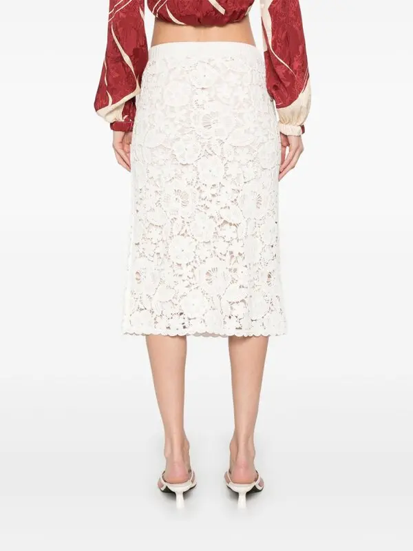 P.a.r.o.s.h Floral Embroidered Midi Skirt