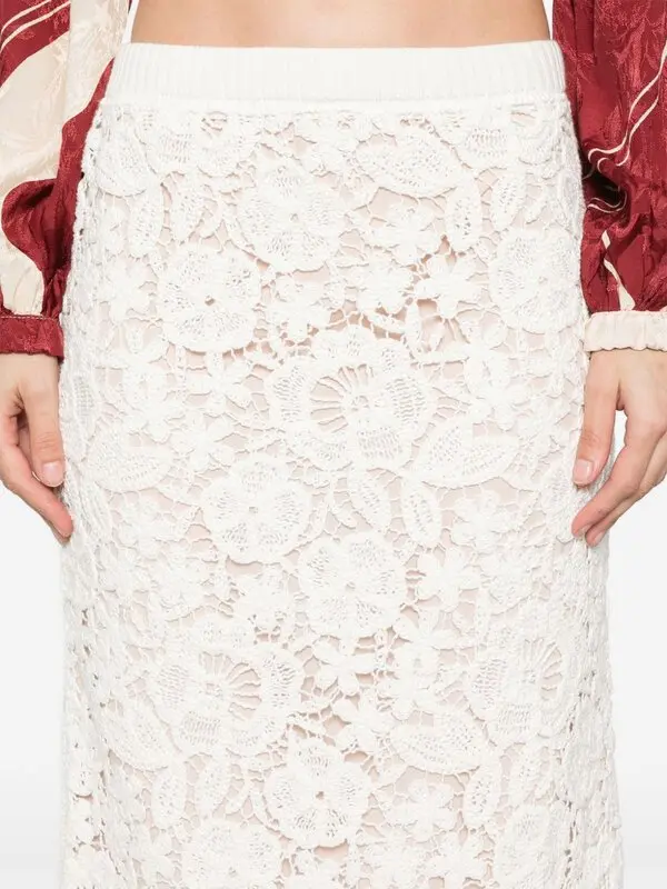P.a.r.o.s.h Floral Embroidered Midi Skirt
