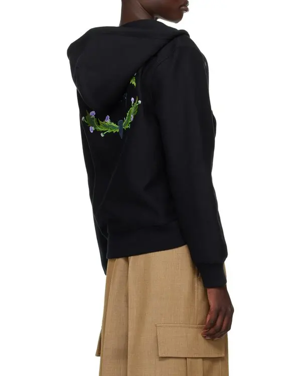 Burberry Logo Embroidered Zip-up Hoodie
