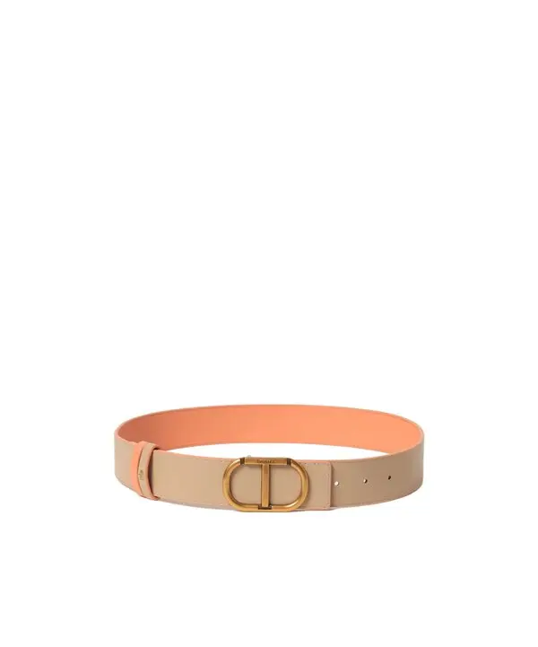 TWINSET Leather Gold-tone Reversible Belt