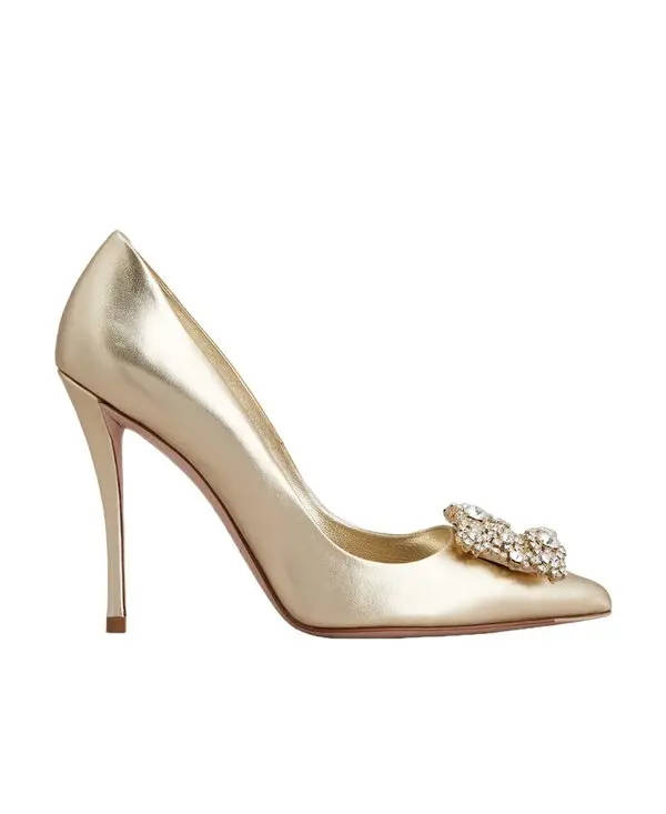 ROGER VIVIER Flower Strass Buckle Pumps In Nappa Leather - Nude