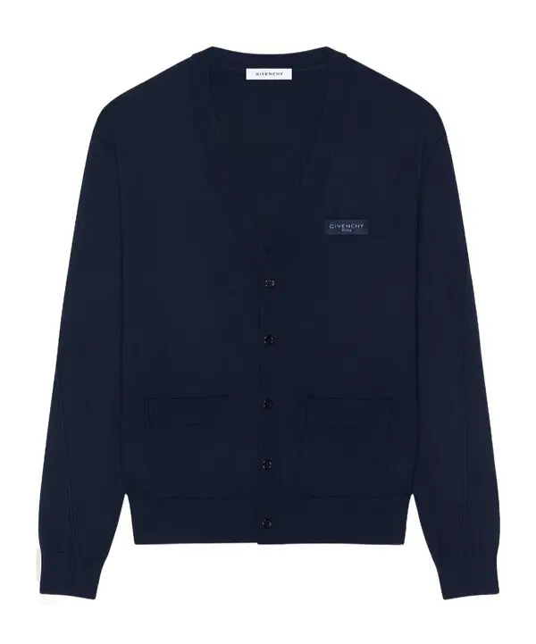 Givenchy Couture Seam Cardigan In Wool With Gros Grain Detail