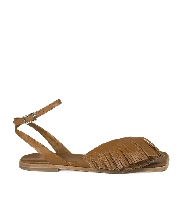 VIC MATIE Fringe Strap Flat Sandals - Brown