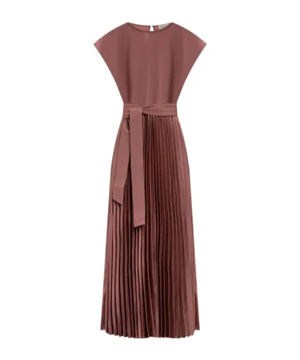 Max Mara Pleated Midi Dress - Brown