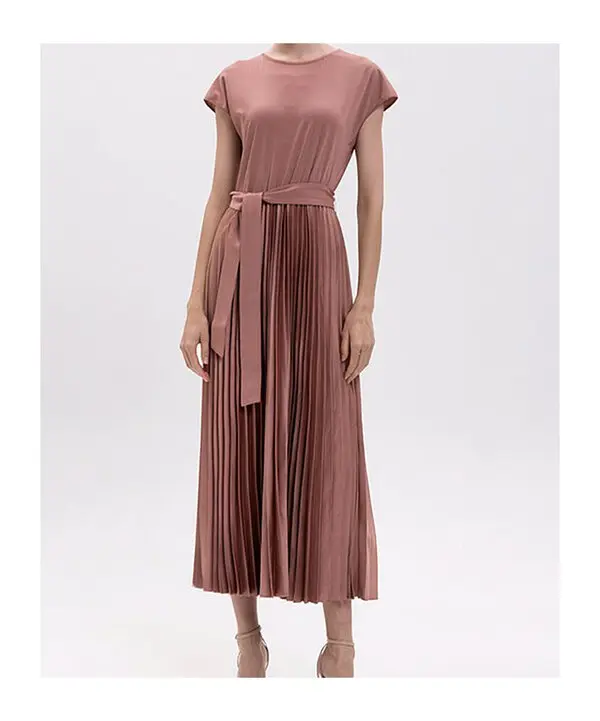 Max Mara Pleated Midi Dress - Brown