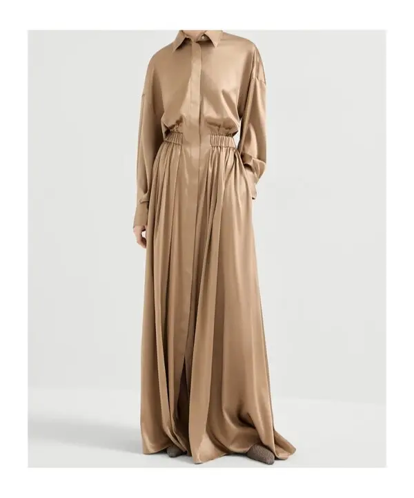 Brunello Cucinelli Monili-detail Silk Maxi Dress
