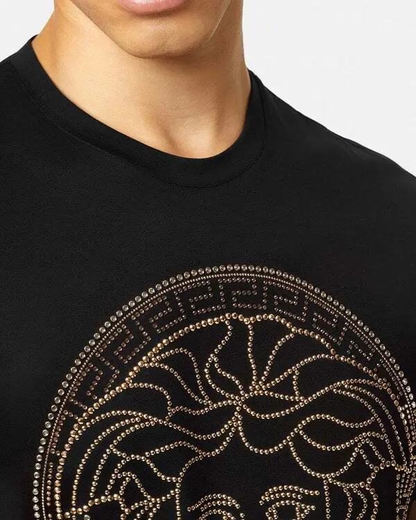 Versace Medusa Head Embellished Crewneck T-shirt