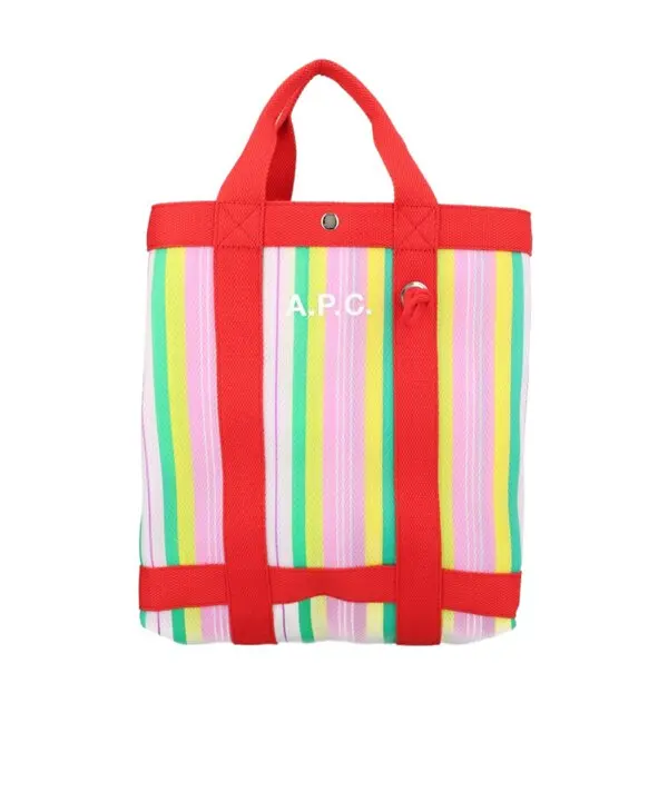 A.p.c. Striped Pocket Tote Bag - Red
