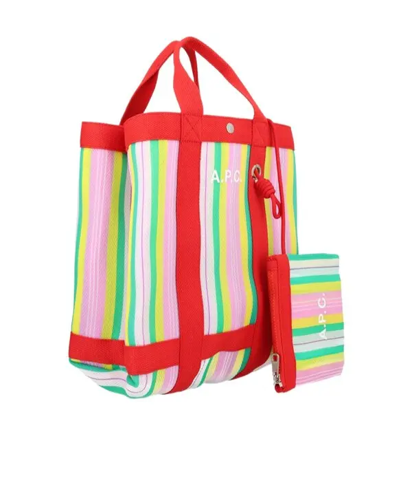 A.p.c. Striped Pocket Tote Bag - Red