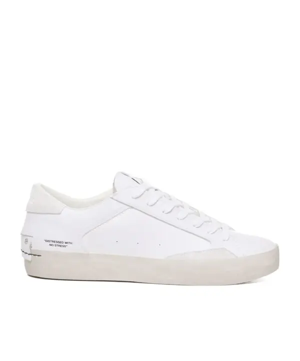 CRIME LONDON Distressed Lace-up Sneakers - White