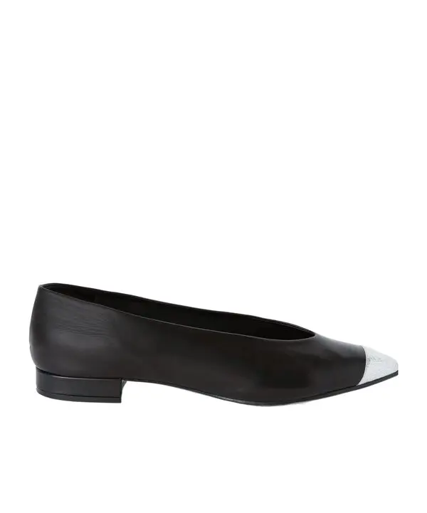 Loro Piana Rebecca Stitched Ballet Shoes - Black/silver