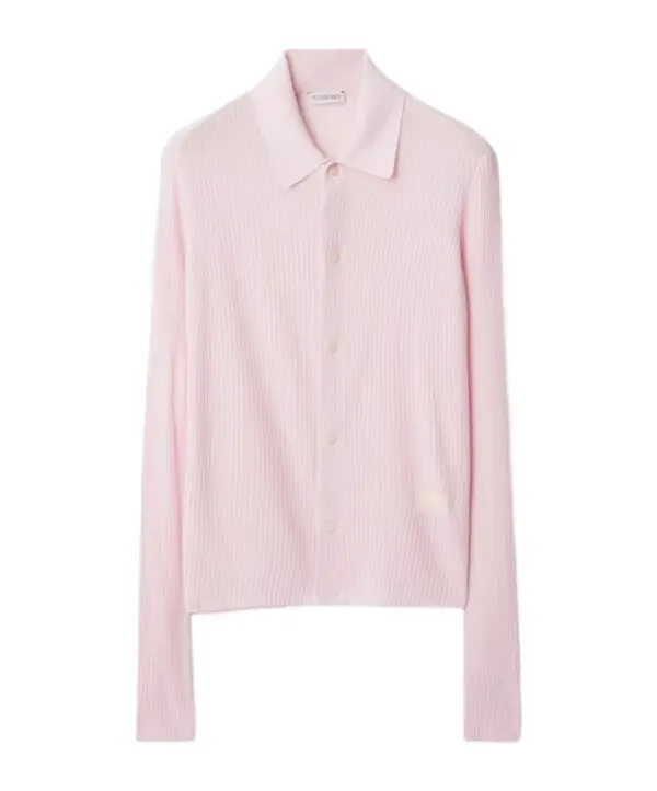 Burberry Buttoned Ribbed Cardigan - Pink