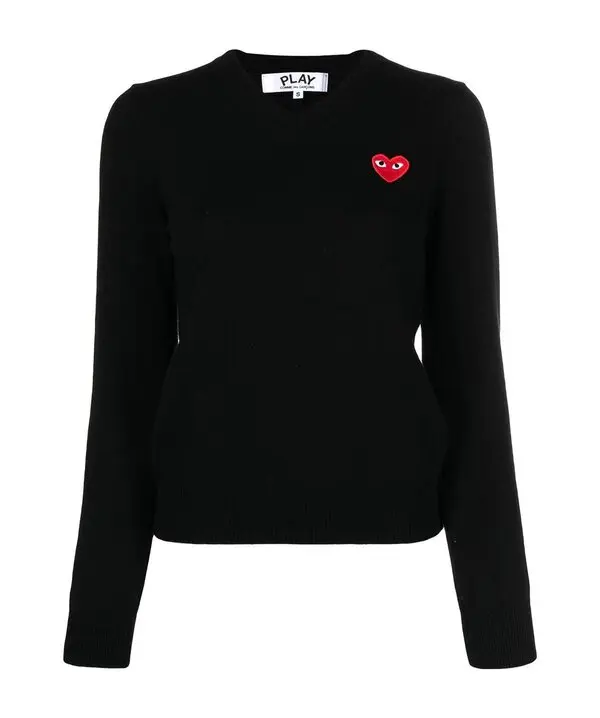 Play Comme Des Garcon Motif V-neck Jumper - Black